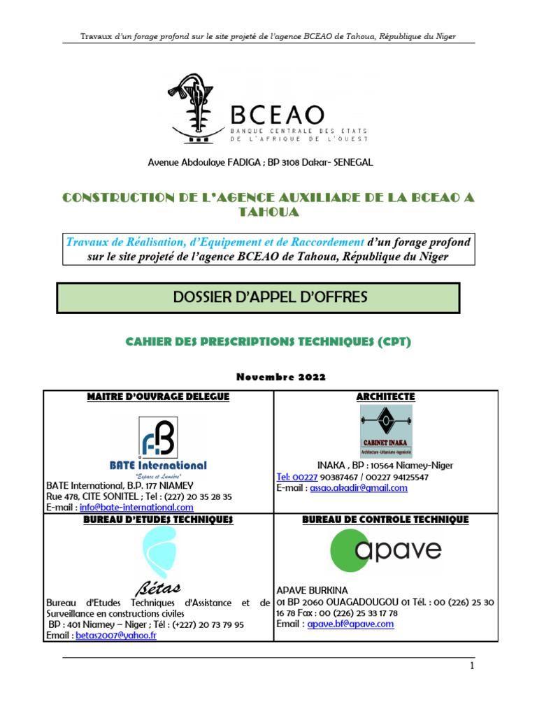 Cahier Des Prescriptions Techniques | PDF | Soupape | Pompe