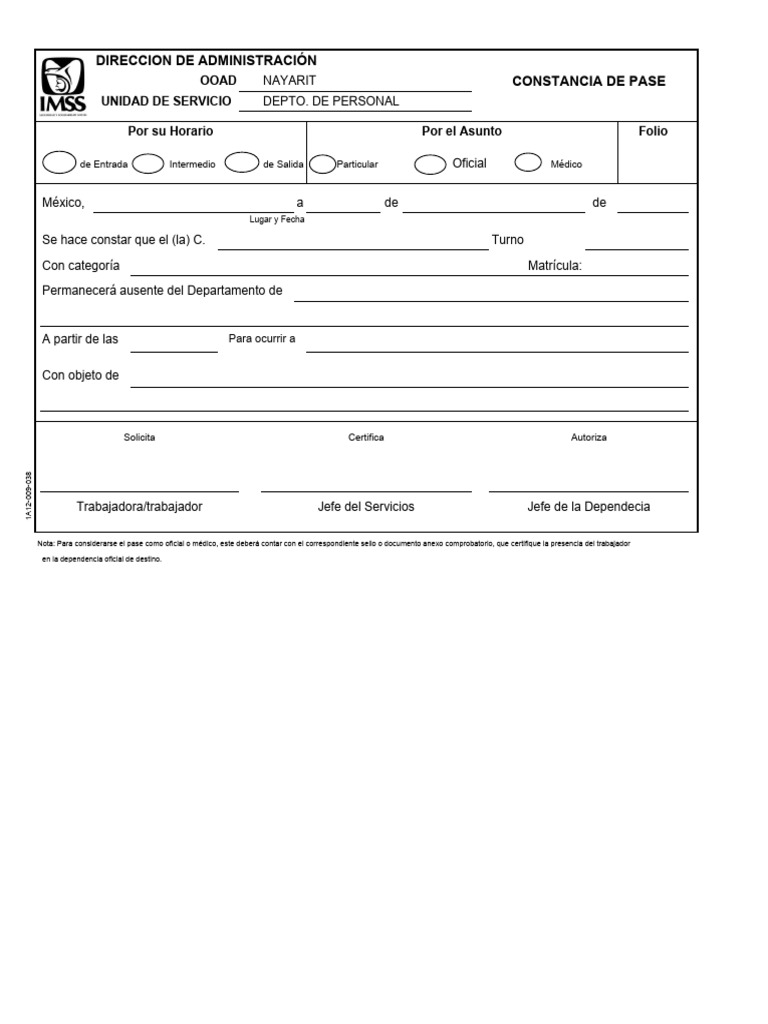 Copia de FORMATO PASE ACTUALIZADO | PDF | Gobierno