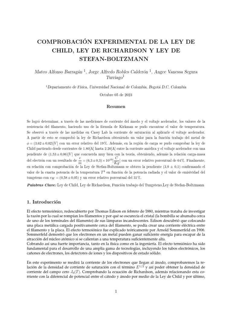 Comprobación de la Ley de Richardson | PDF | Metrología | Química