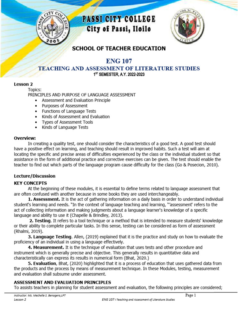 ENG 107 Lesson 2 | PDF | Educational Assessment | Rubric (Academic)