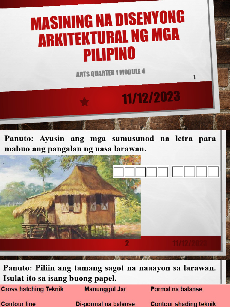 ARTS B Masining Na Disenyong Arkitektural Ng Mga Pilipino | PDF