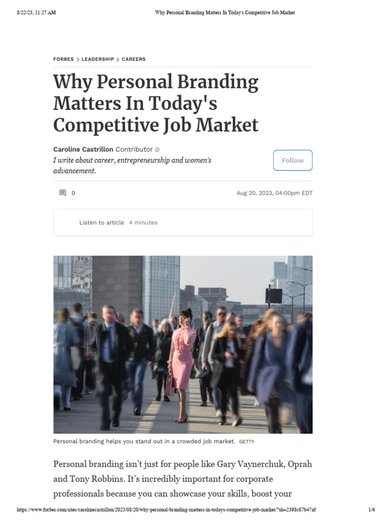 Why Personal Branding Matters in Today's Competitive Job Market | PDF ...