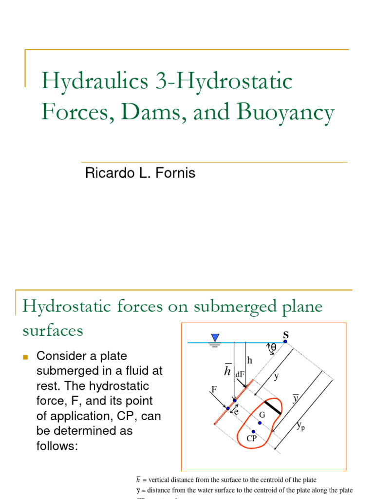 Hydraulics 3-Hydrostatic Forces, DAms, and Buoyancy | PDF | Buoyancy | Mechanics
