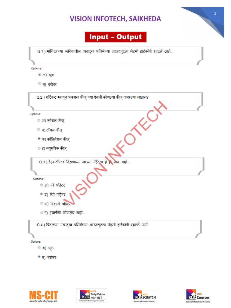 Input & Output - Vision MS-CIT Notes 2023 | PDF Input & Output - Vision MS-CIT Notes 2023 | PDF