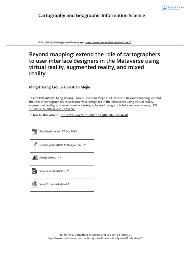 Beyond Mapping Extend The Role of Cartographers To User Interface Designers in The Metaverse ...