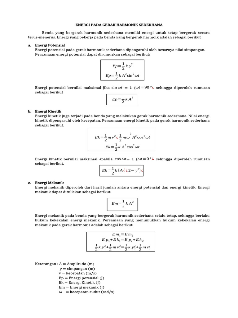 Energi Pada Gerak Harmonik Sederhana | PDF | Sains & Matematika