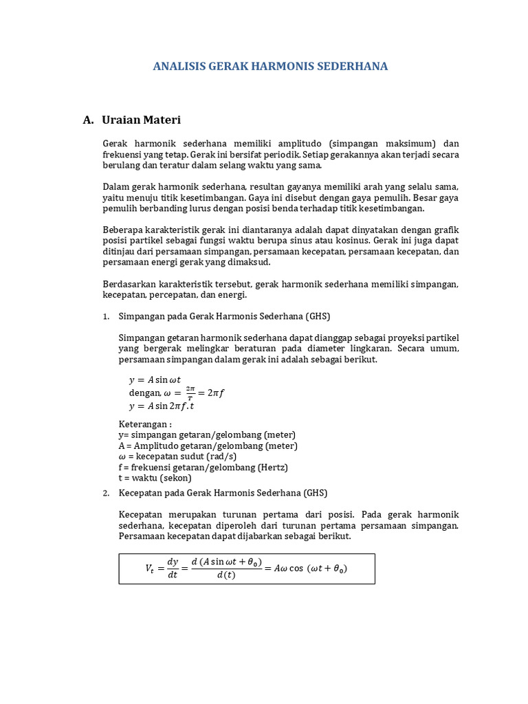 ANALISIS GERAK HARMONIS SEDERHANA | PDF