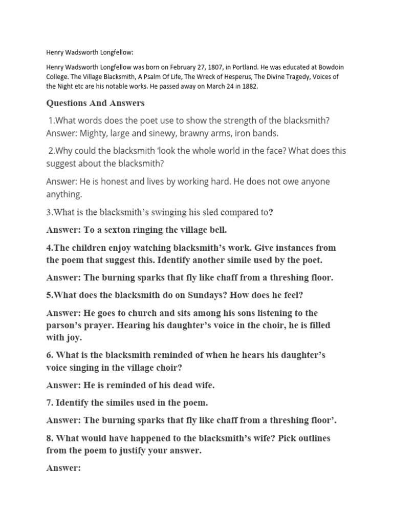 Village Blacksmith | PDF