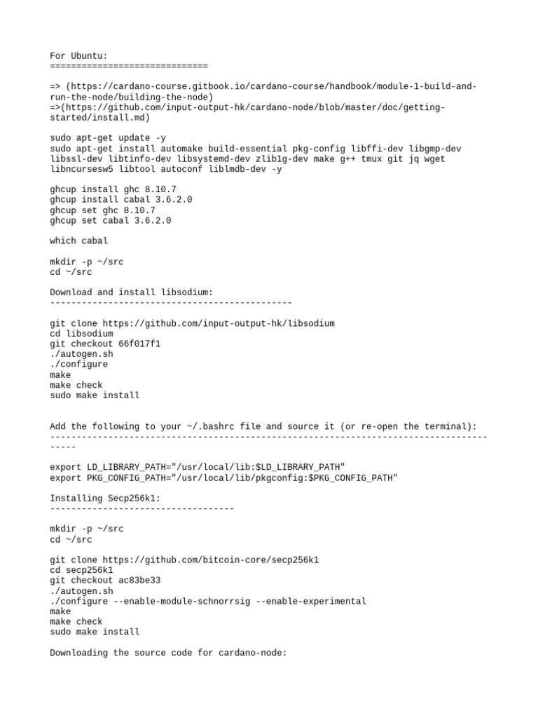 Installation Cardano-Node Cardano-Cli | PDF | Operating System Technology | Computer Architecture