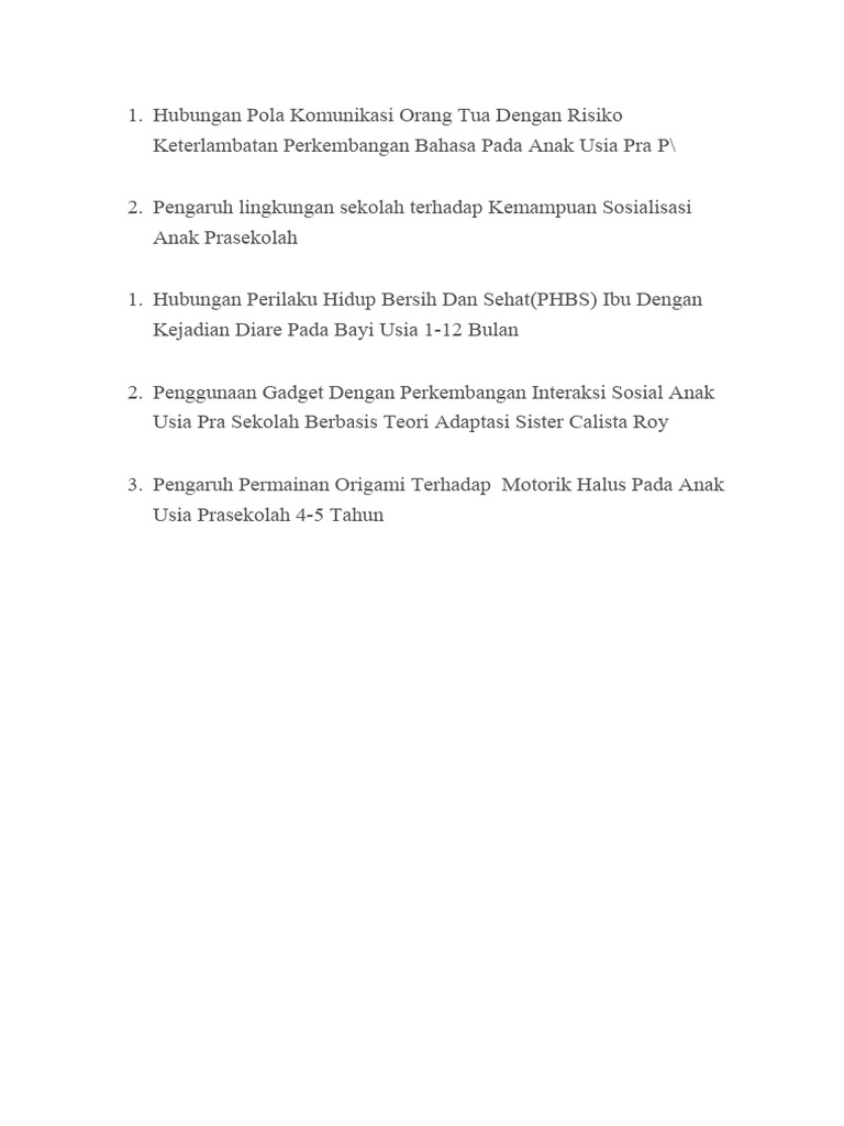 Hubungan Pola Komunikasi Orang Tua Dengan Risiko Keterlambatan Perkembangan Bahasa Pada Anak ...