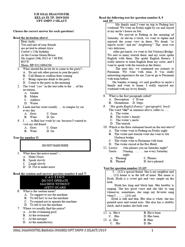 Soal Diagnostik 2019 2020 | PDF | Cinderella
