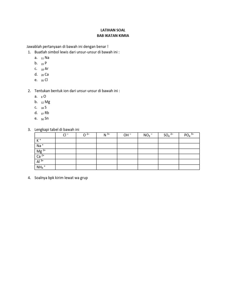 Latihan Soal Ikatan Kimia | PDF