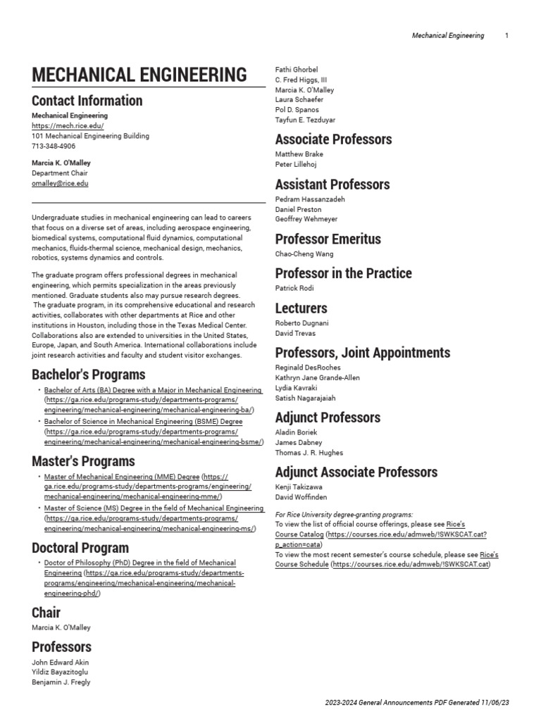 Mechanical Engineering | PDF | Mechanical Engineering | Engineering
