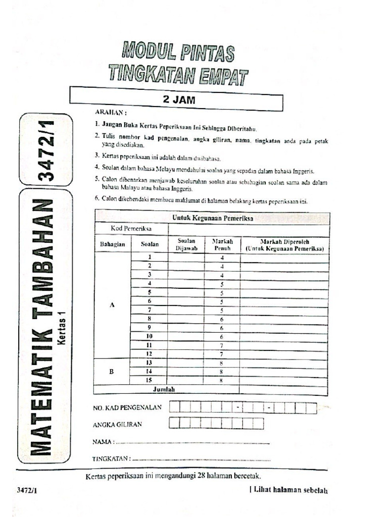 Modul Addmath Kertas 1 V1 | PDF