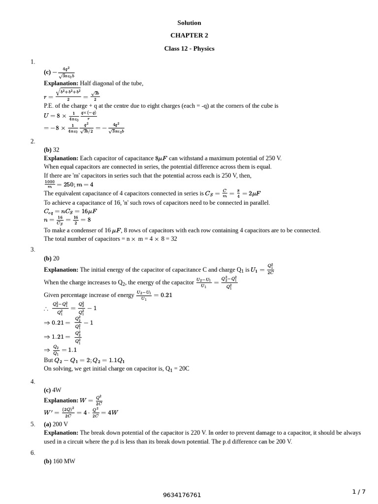 Solution 996462 | PDF | Capacitor | Capacitance