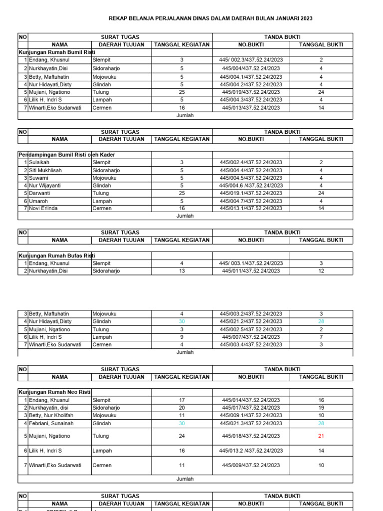 Rekap Perjadin-9 | PDF