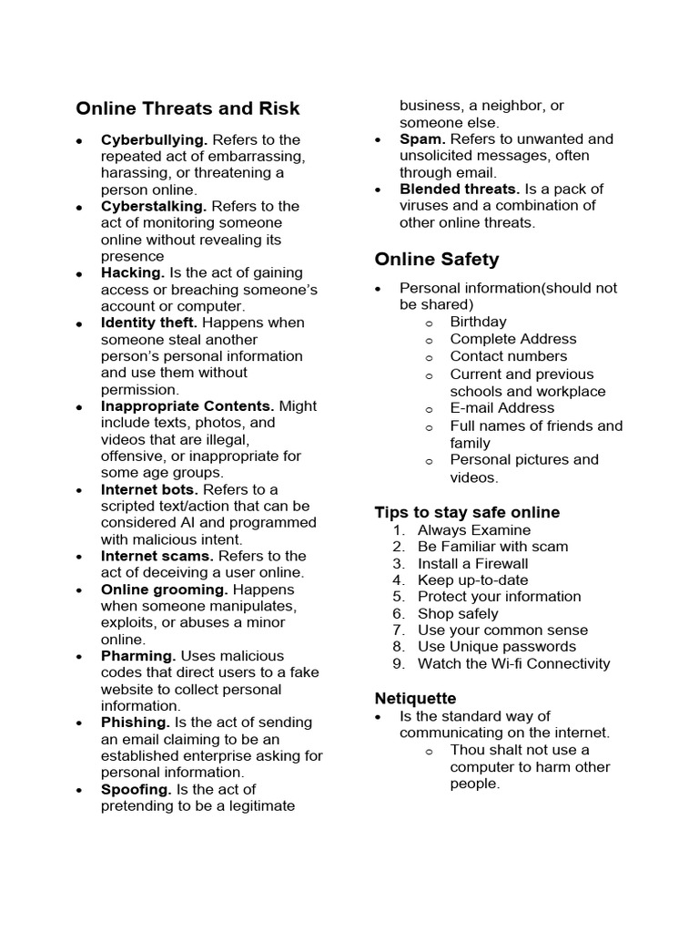 Online Threats and Risk | PDF | Internet | World Wide Web