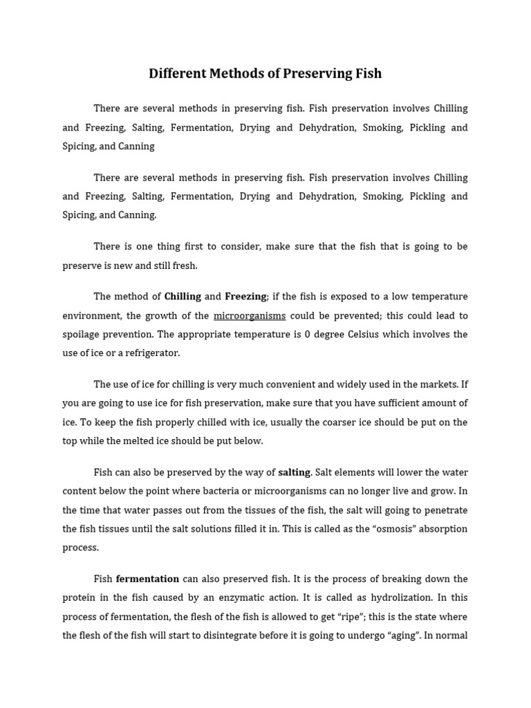 Different Methods of Preserving Fish | PDF | Food Preservation ...