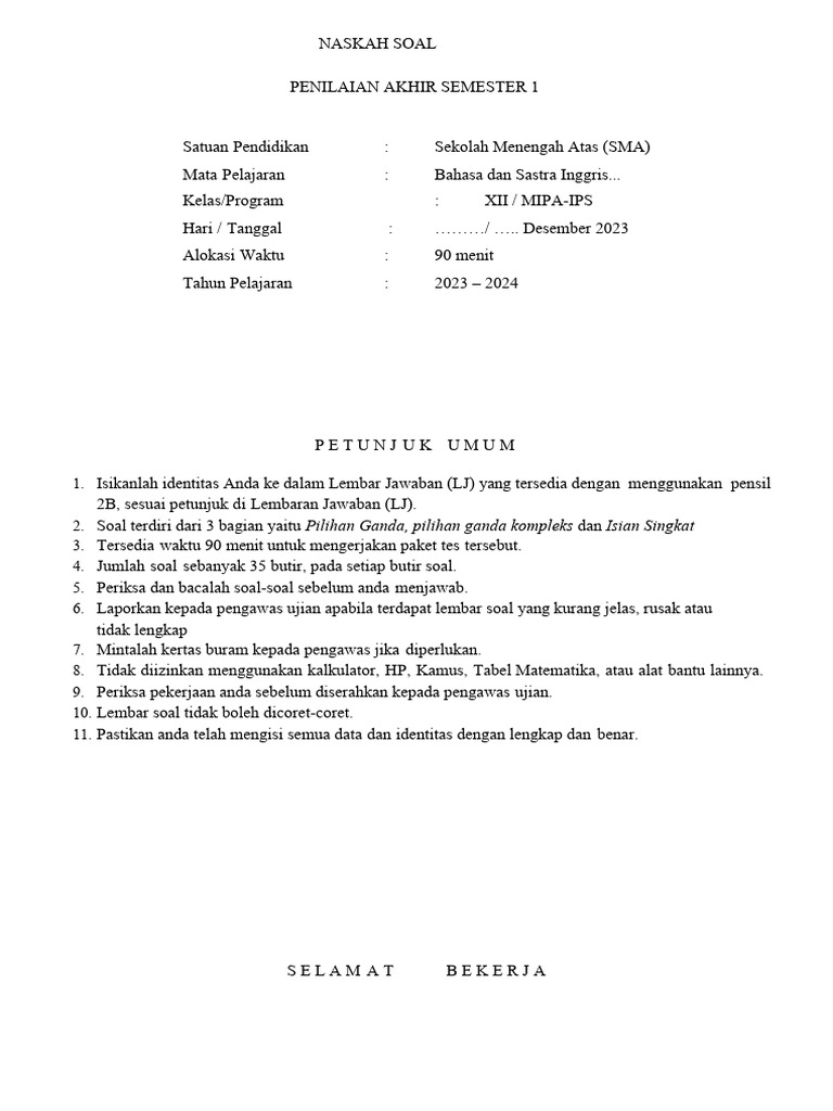 Soal Pas 1 Kelas Xii LM 23.24 | PDF | Fog | Ice