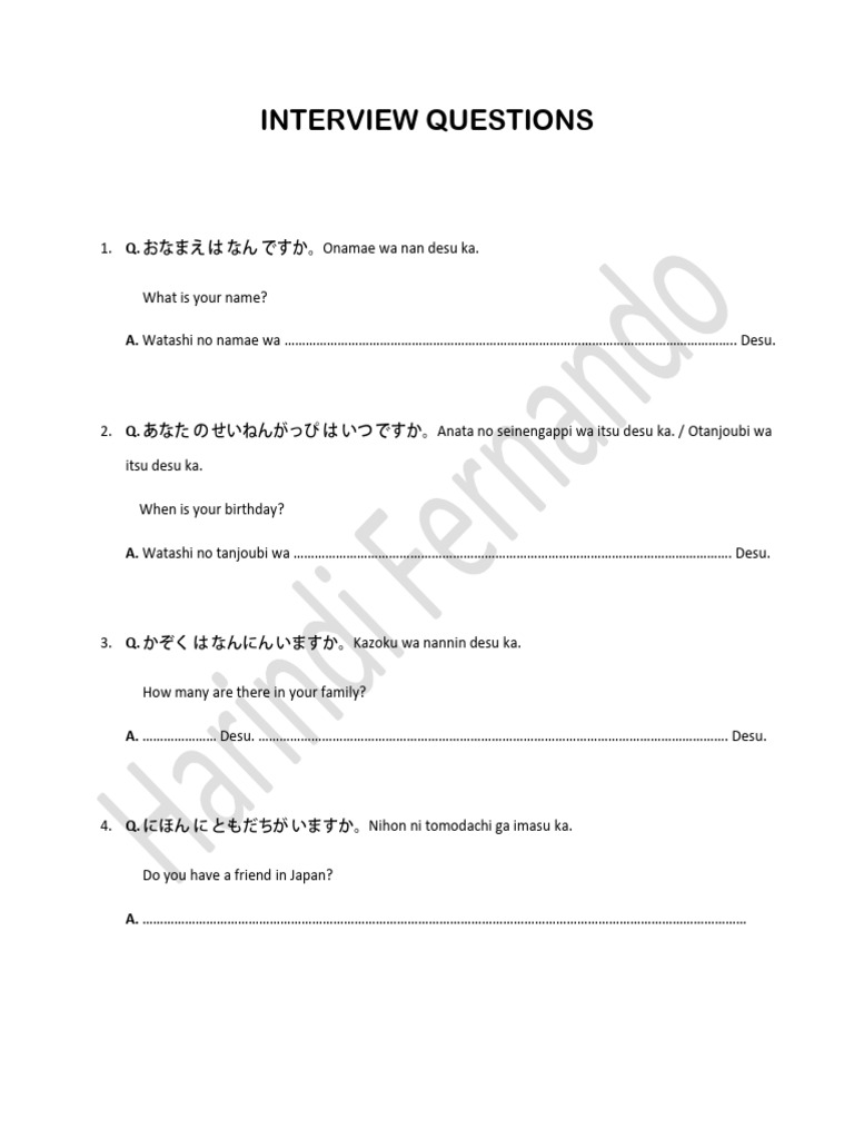 Japan Interview Questions in Sinhala | PDF | Human Communication | Japan