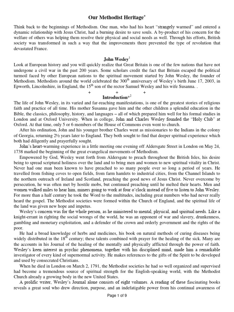 Our Methodist Heritage | PDF | John Wesley | Methodism