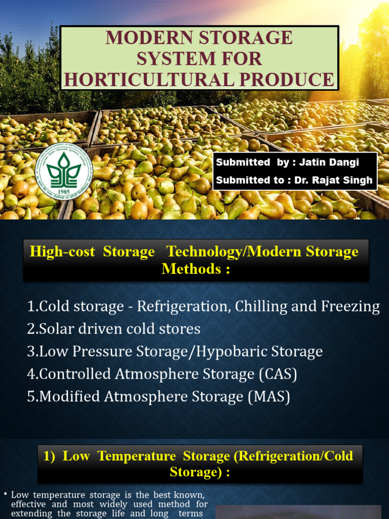 Modern Storage System For Horticultural Produce | PDF | Refrigeration | Carbon Dioxide
