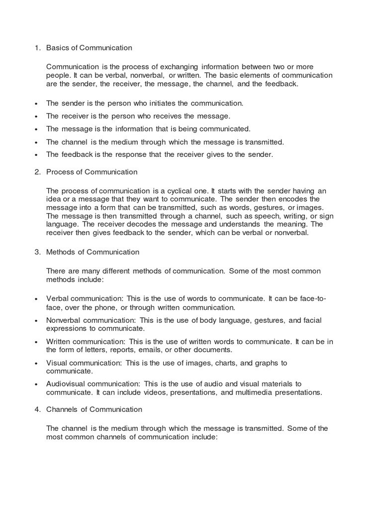 Basics of Communication | PDF | Communication | Nonverbal Communication