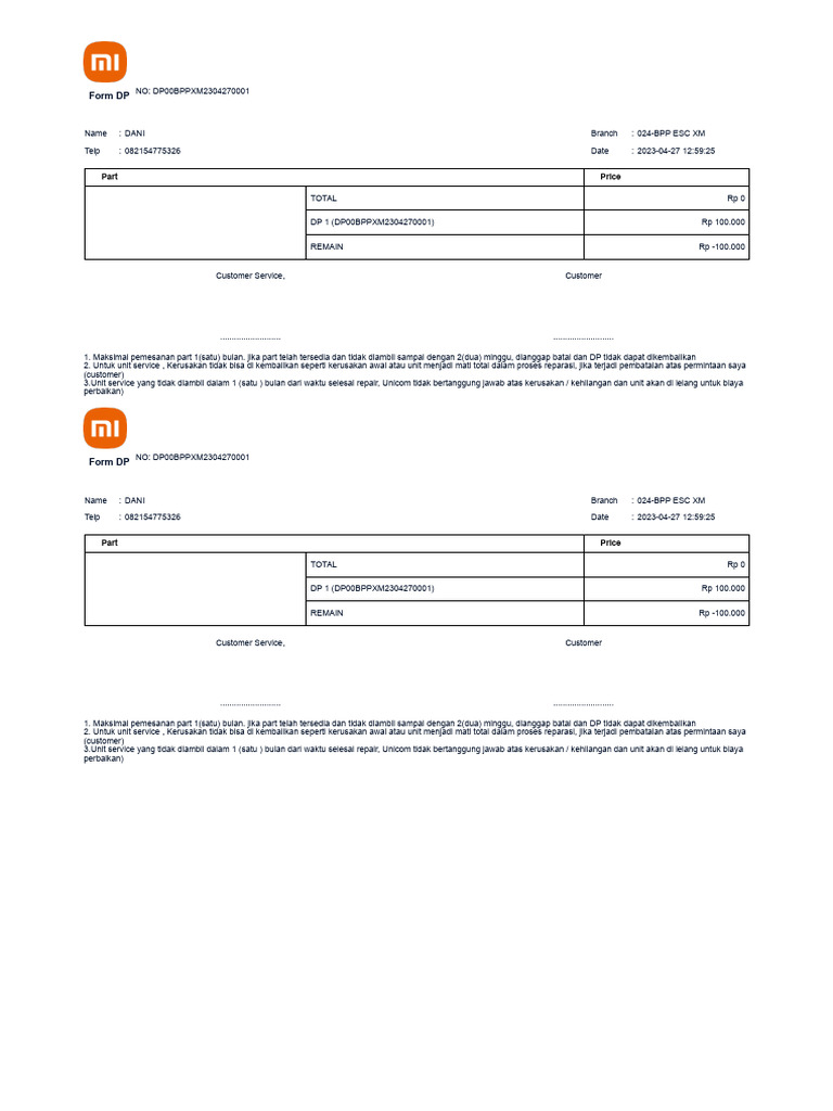 Invoice UNICOM DANI | PDF