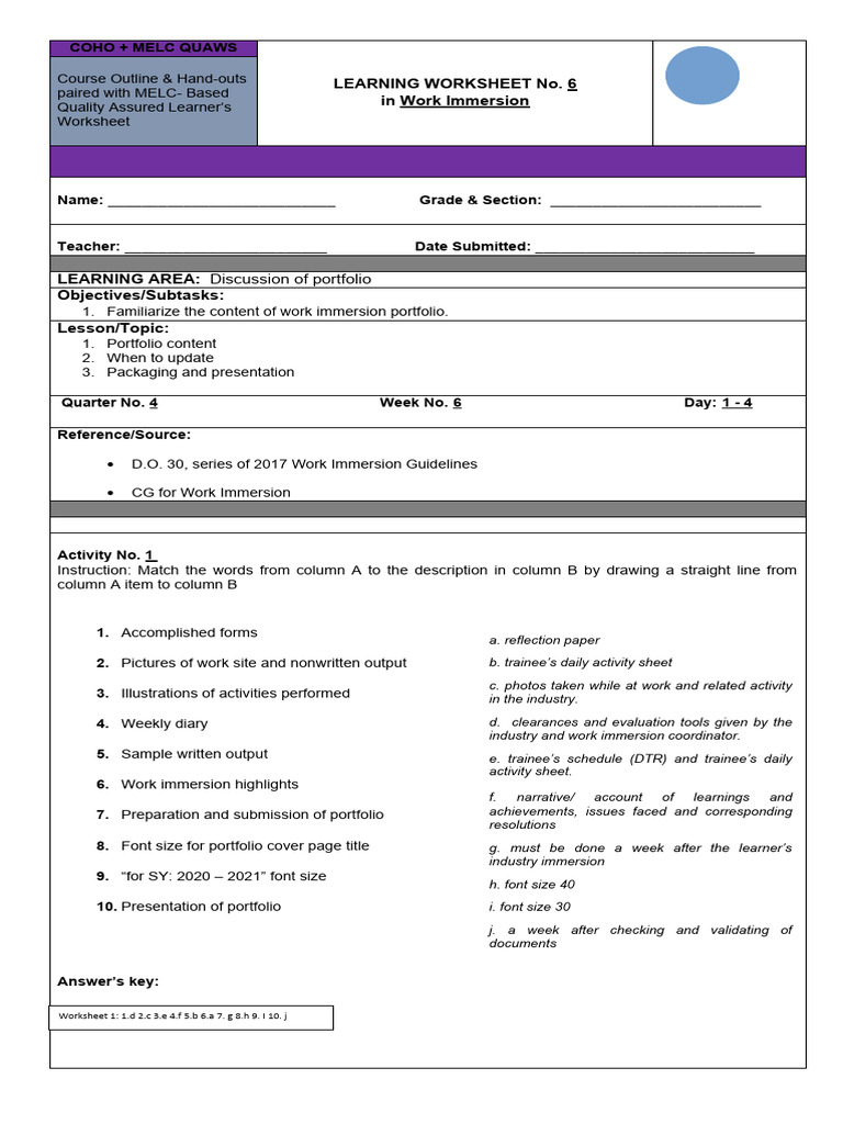 Worksheet 6 | PDF | Behavior Modification | Cognition