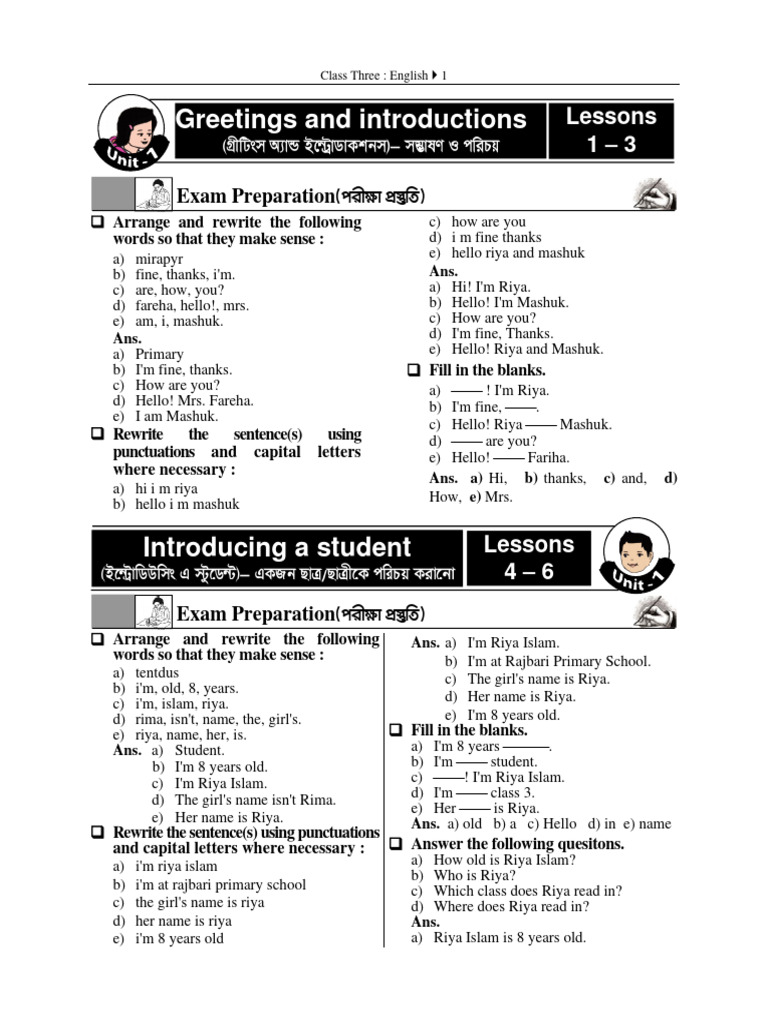 Class 3 English Exam Preparation Guide | PDF | English Language