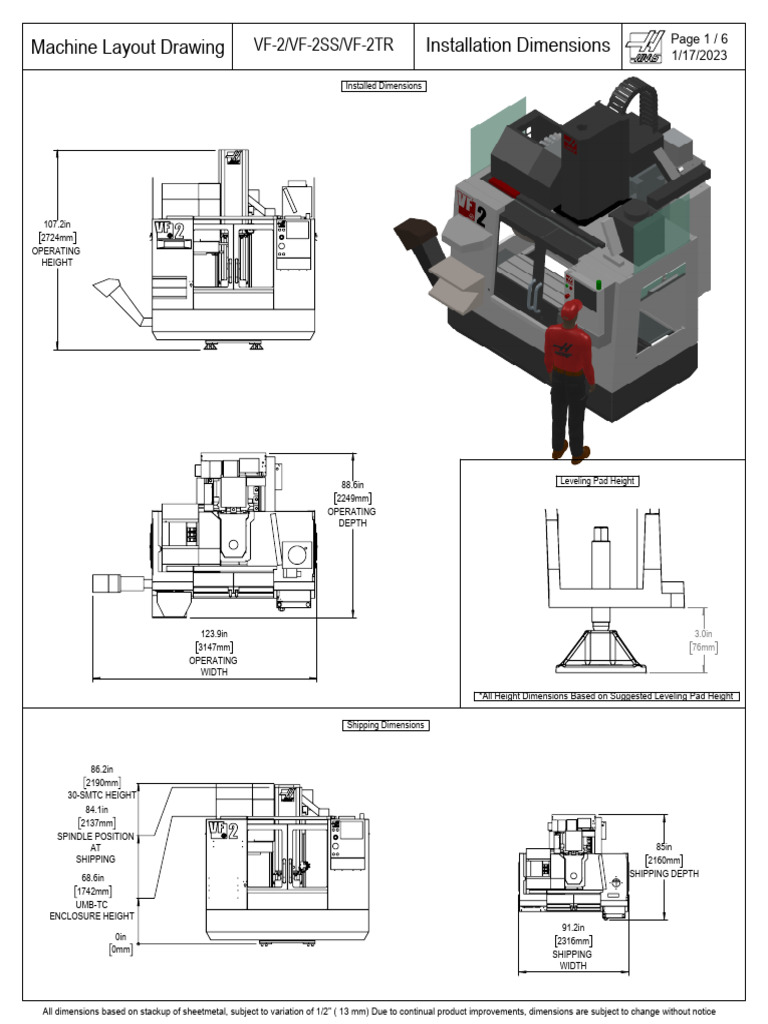 Haas VF-2 Dimensions and Layout Guide | PDF | Secondary Sector Of The ...