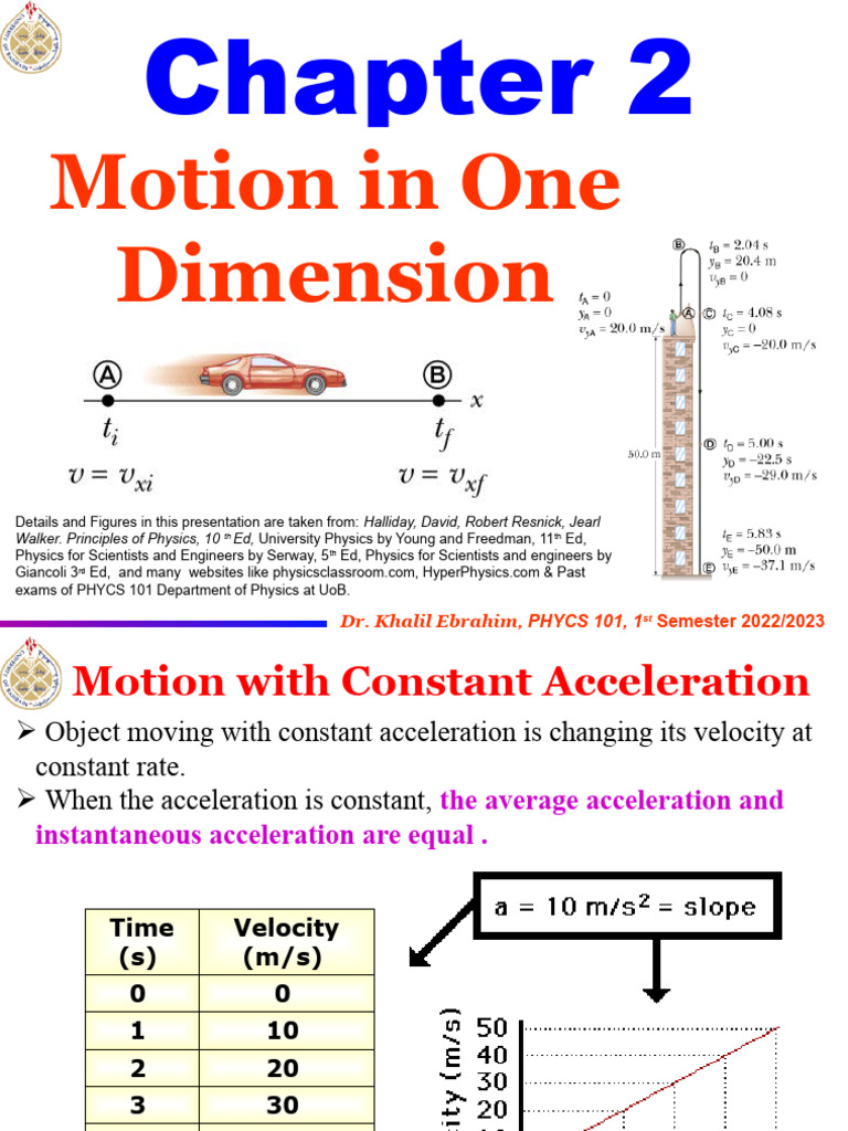 Chapter 2-2 Motion in One Dimension | PDF | Acceleration | Physical Phenomena