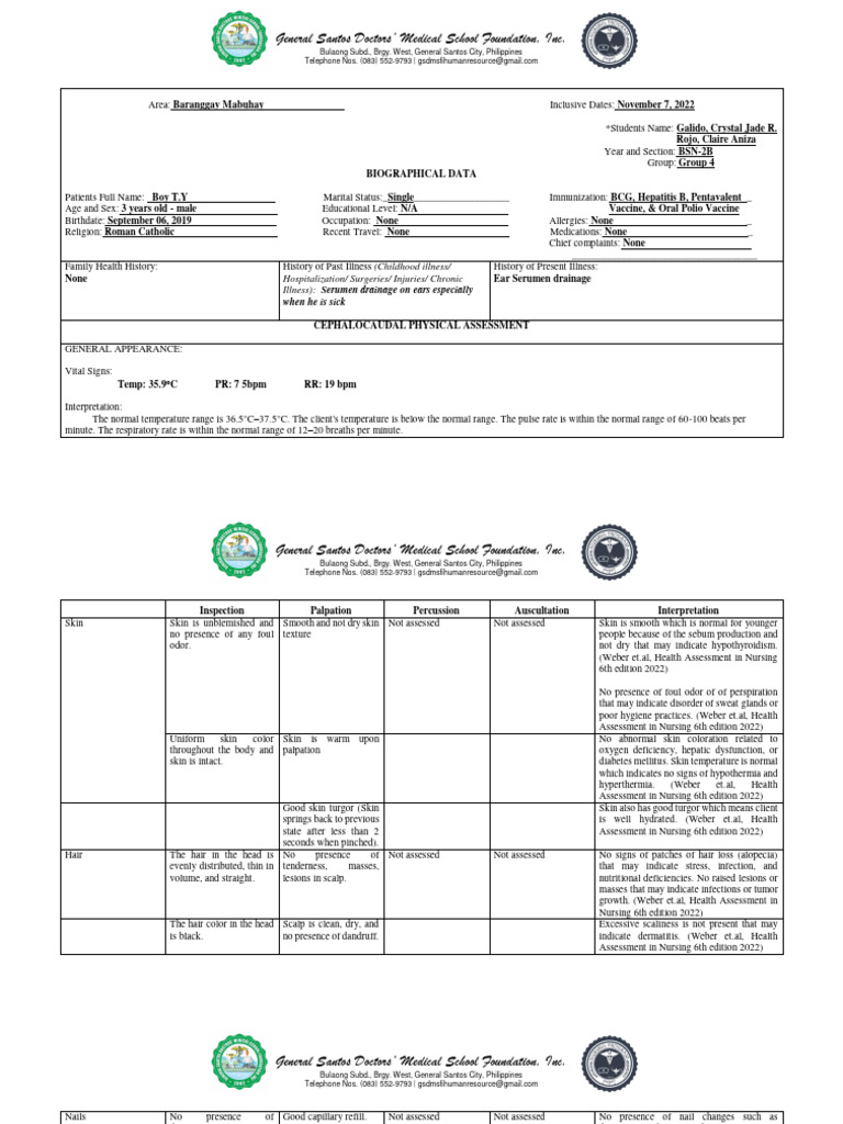 Individual Assessment Pa | PDF | Anatomical Terms Of Motion | Neck
