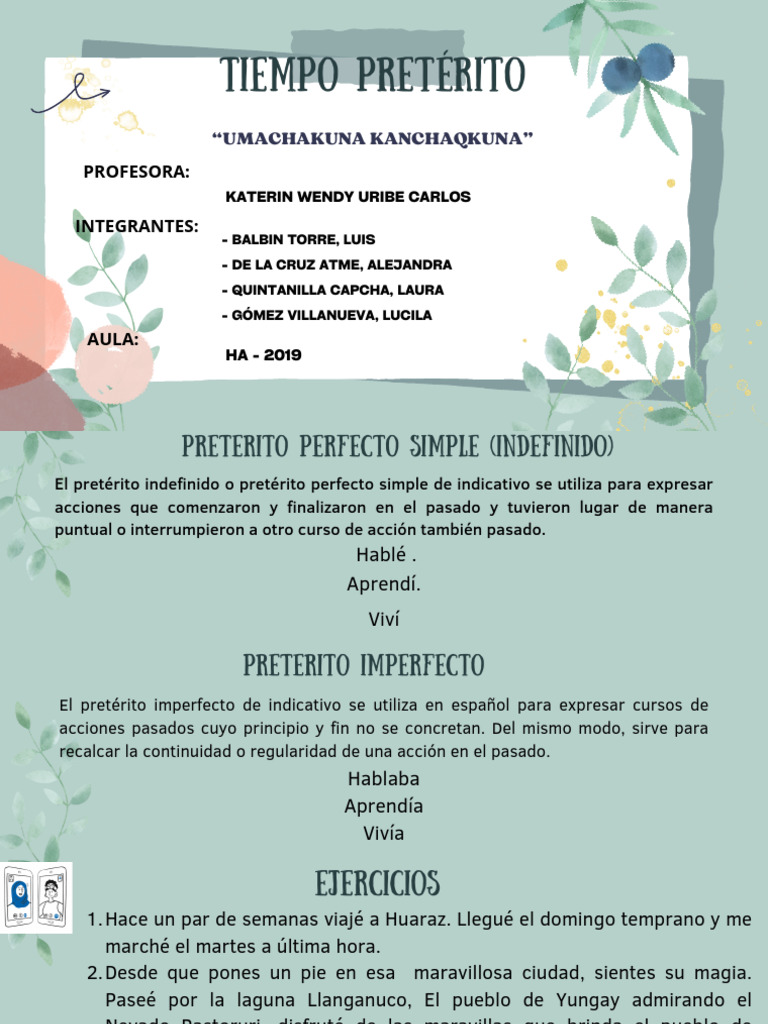 Tiempo Pretérito | PDF