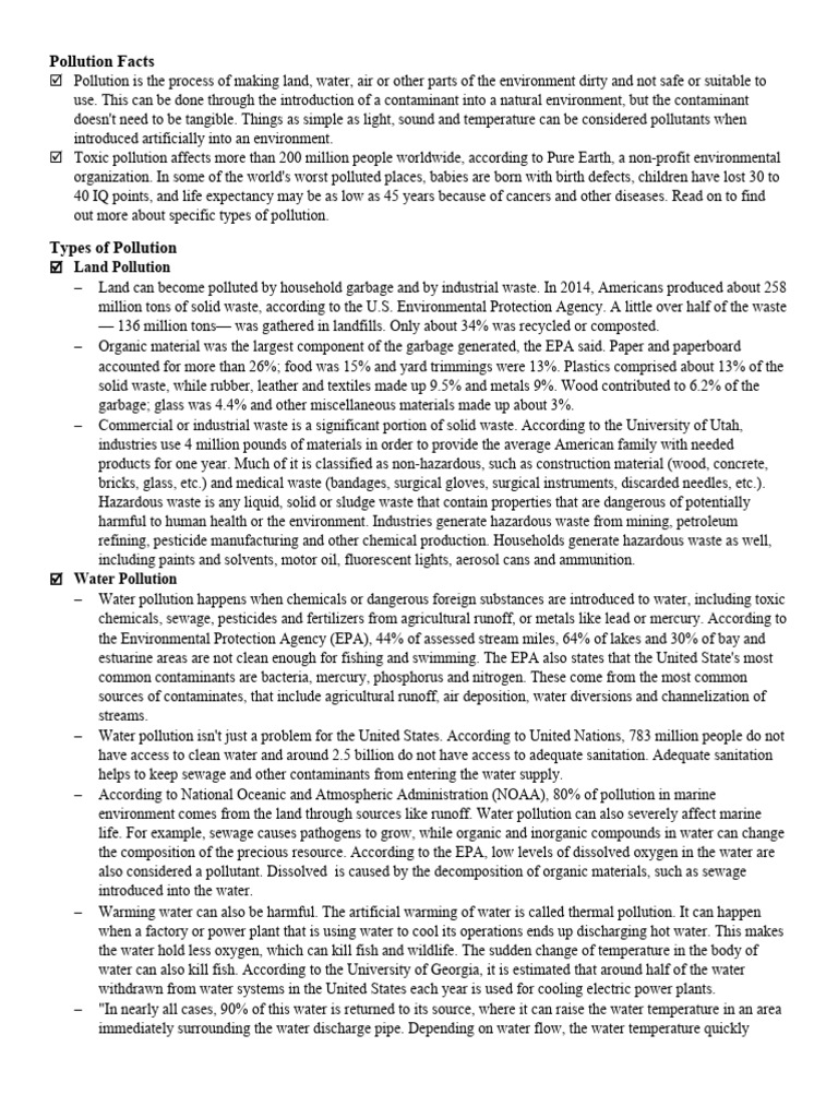 Key Facts on Land Pollution | PDF | Water | Waste