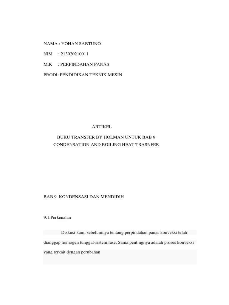 PDF Artikel Perpindahan Panas Yohan Sabtuno | PDF
