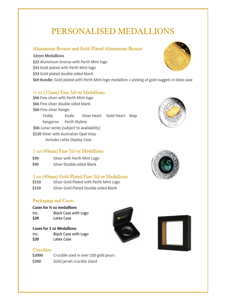 2023 Medallion Price List | PDF