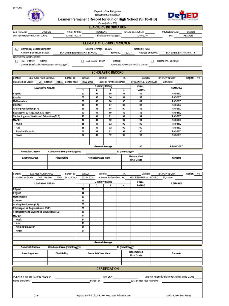 Lacson, Roselyn | PDF | Schools