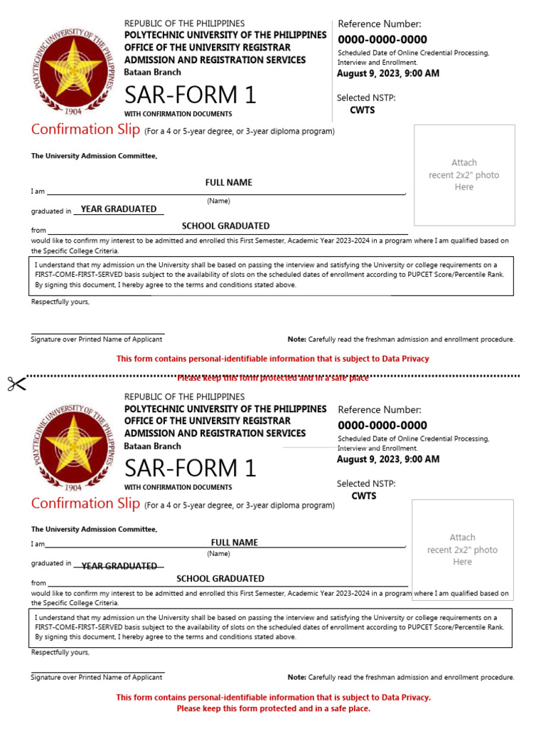 Sar Form | PDF | University And College Admission | Academic Degree