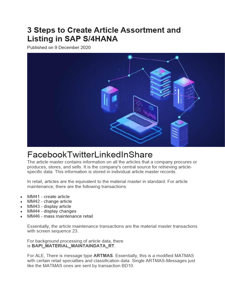 3 Steps To Create Article Assortment and Listing in SAP S | PDF | Point ...