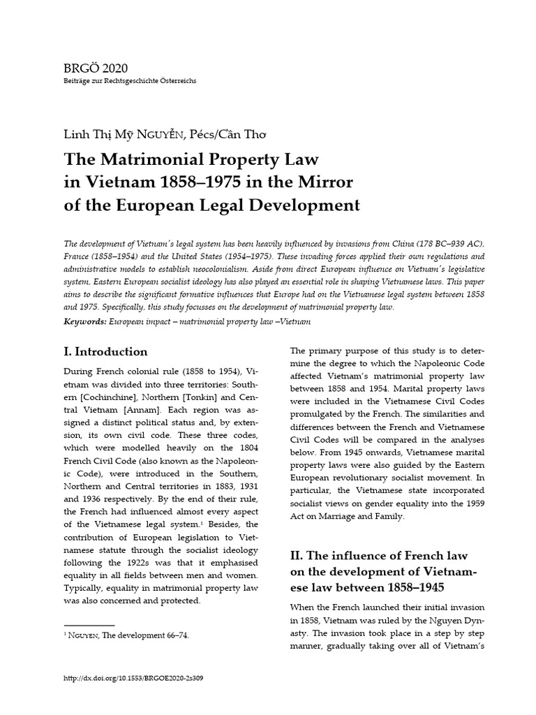 The Matrimonial Property Law in Vietnam 1858-1975 in the Mirror of the ...