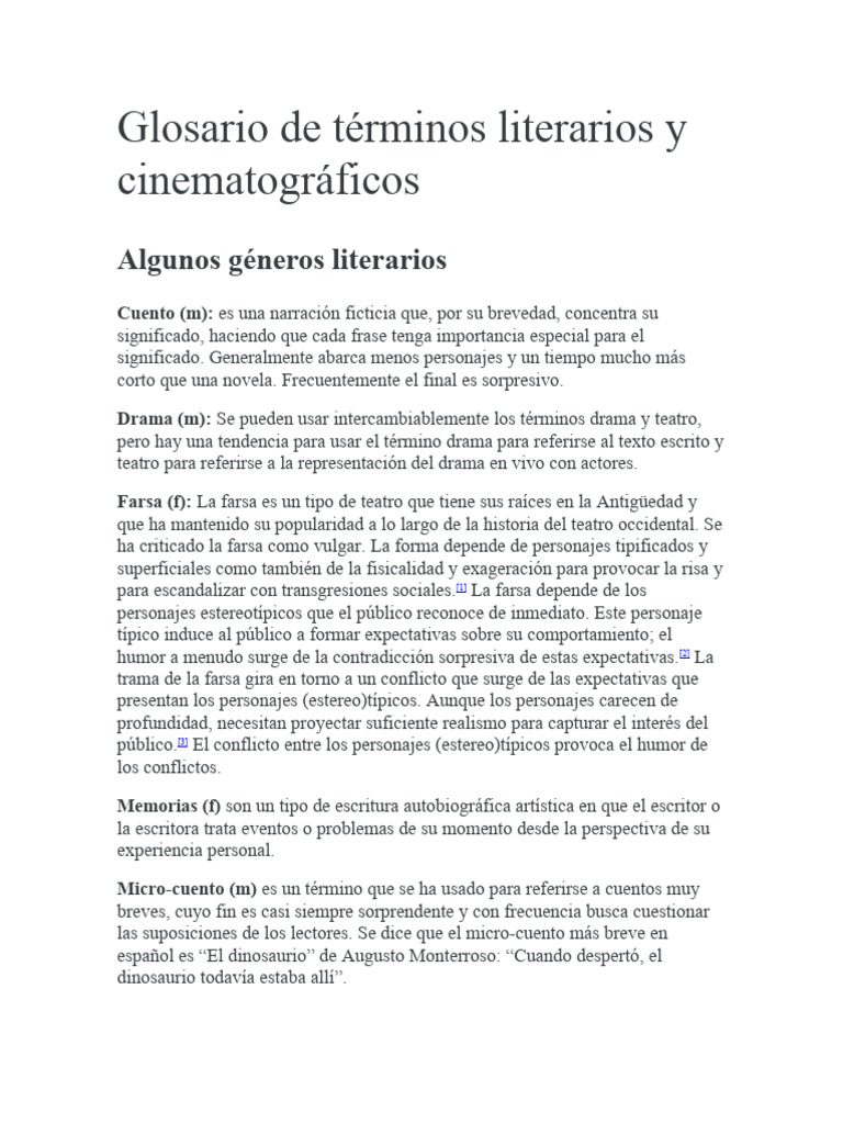 Glosario de Terminos Literarios y Cinematográficos | Descargar gratis ...