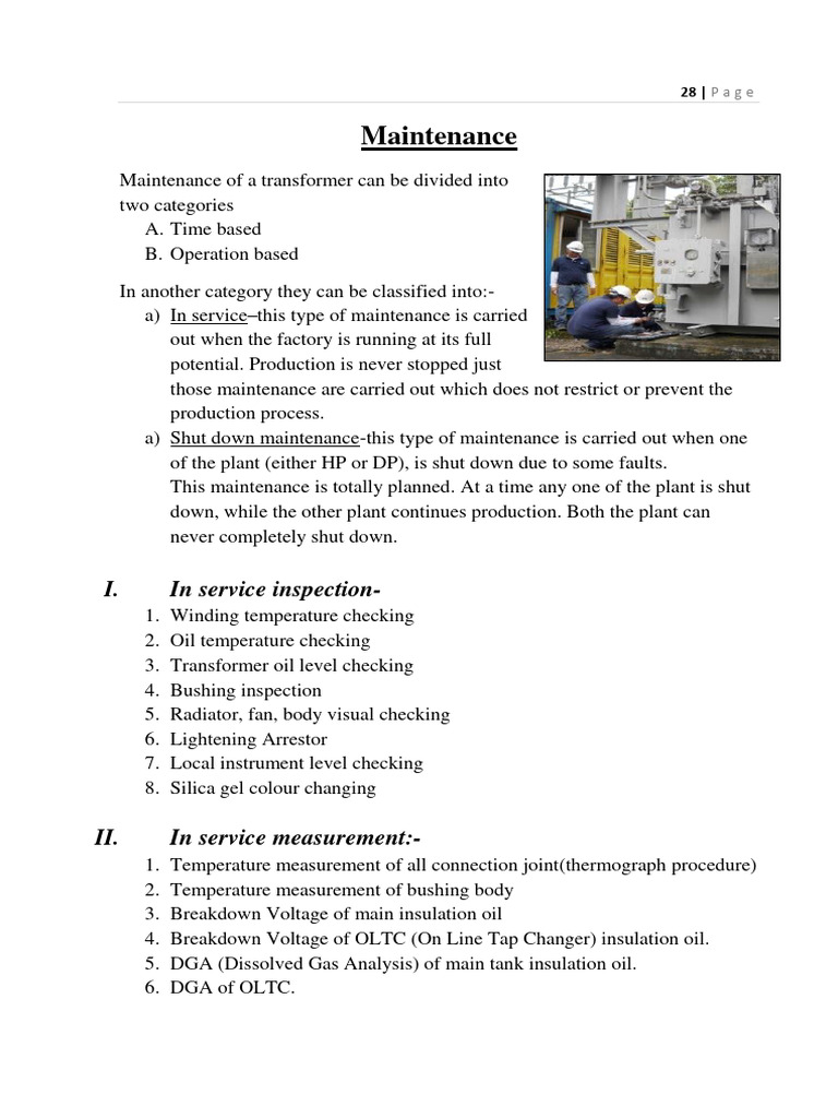 Transformer Maintenance Guide | PDF | Transformer | Materials
