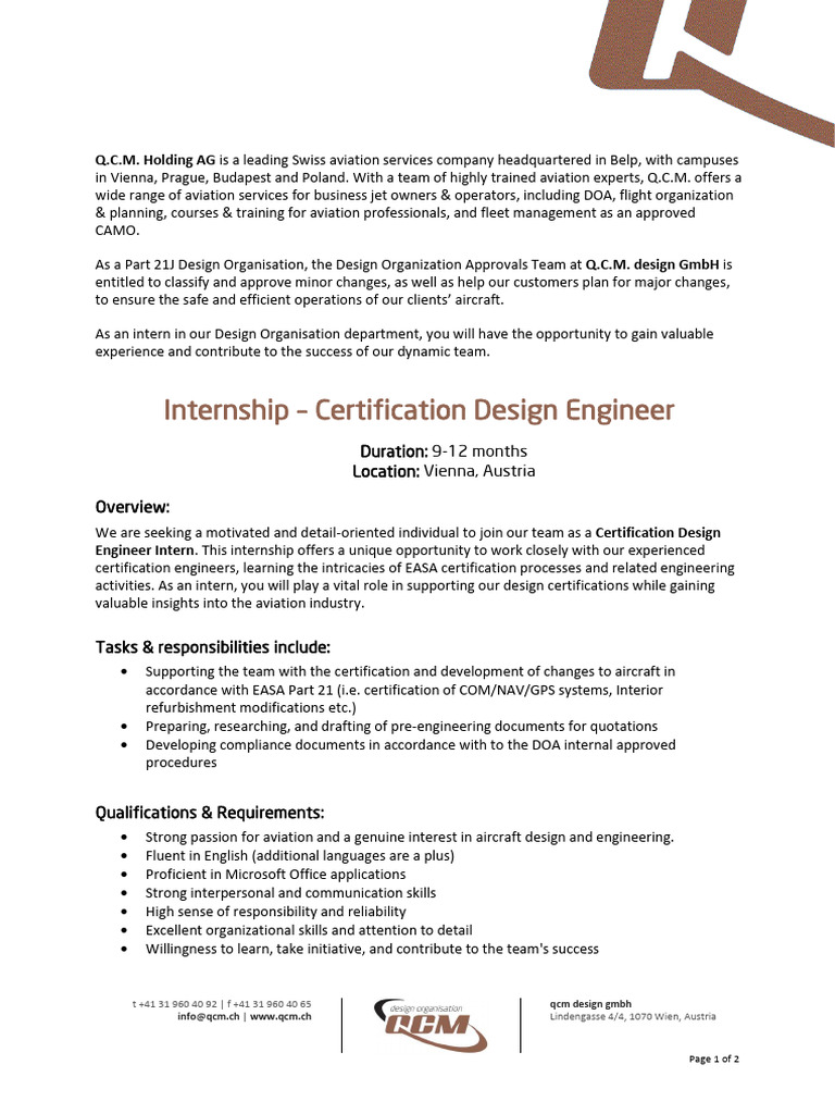 Internship: Certification Design Engineer | PDF | Internship | Job Hunting