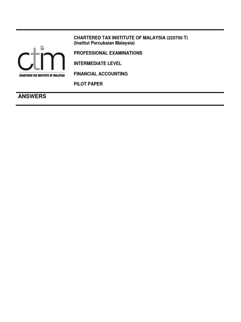 Fa Pilot Paper Answer | PDF | Depreciation | Expense