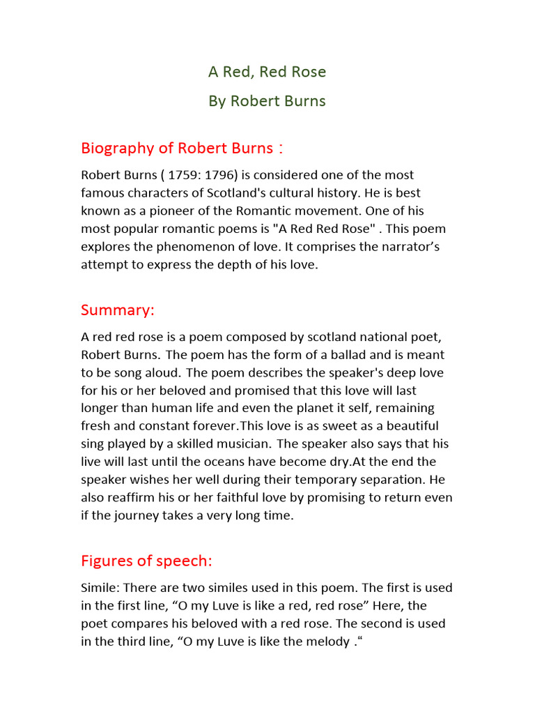 A Red Red Rose | PDF