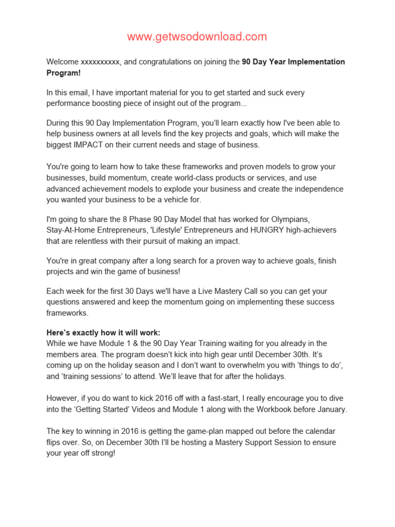 90 Day Year Schedule | PDF | Business