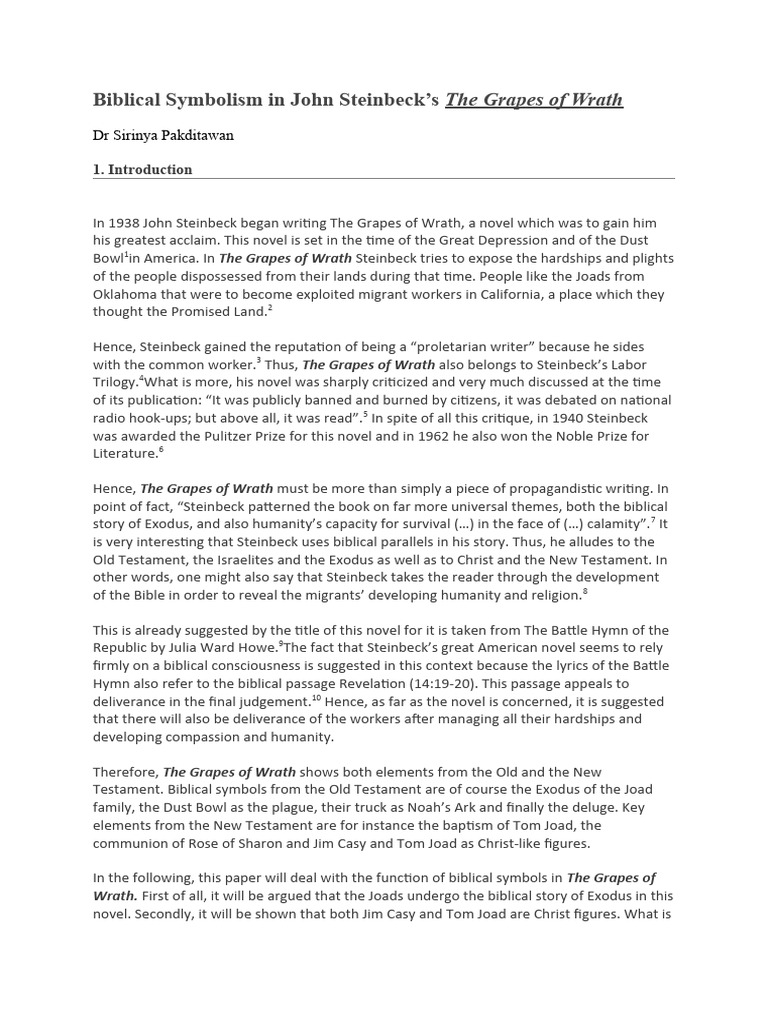 Biblical Symbolism in John Steinbeck's THE GRAPES OF WRATH | PDF