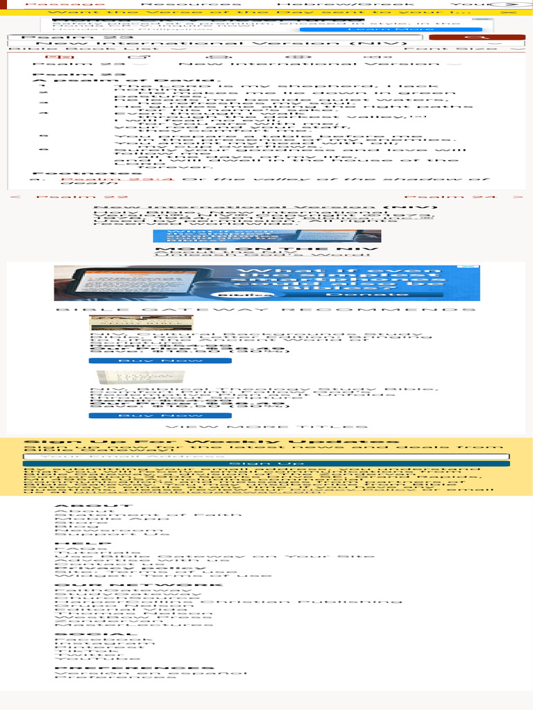 Psalm 23 NIV - A Psalm of David. The LORD Is My | PDF | New ...