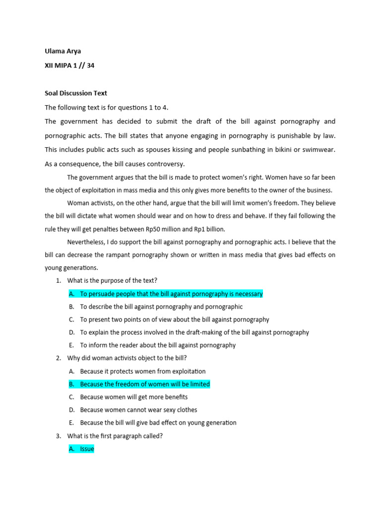 Soal Discussion Text | Download Free PDF | Birth Control | Hijab
